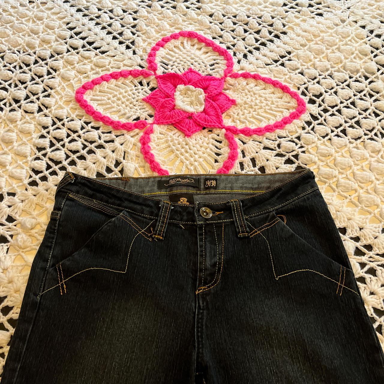 Y2k Women’s Ed Hardy Geisha embroidered jeans size... - Depop