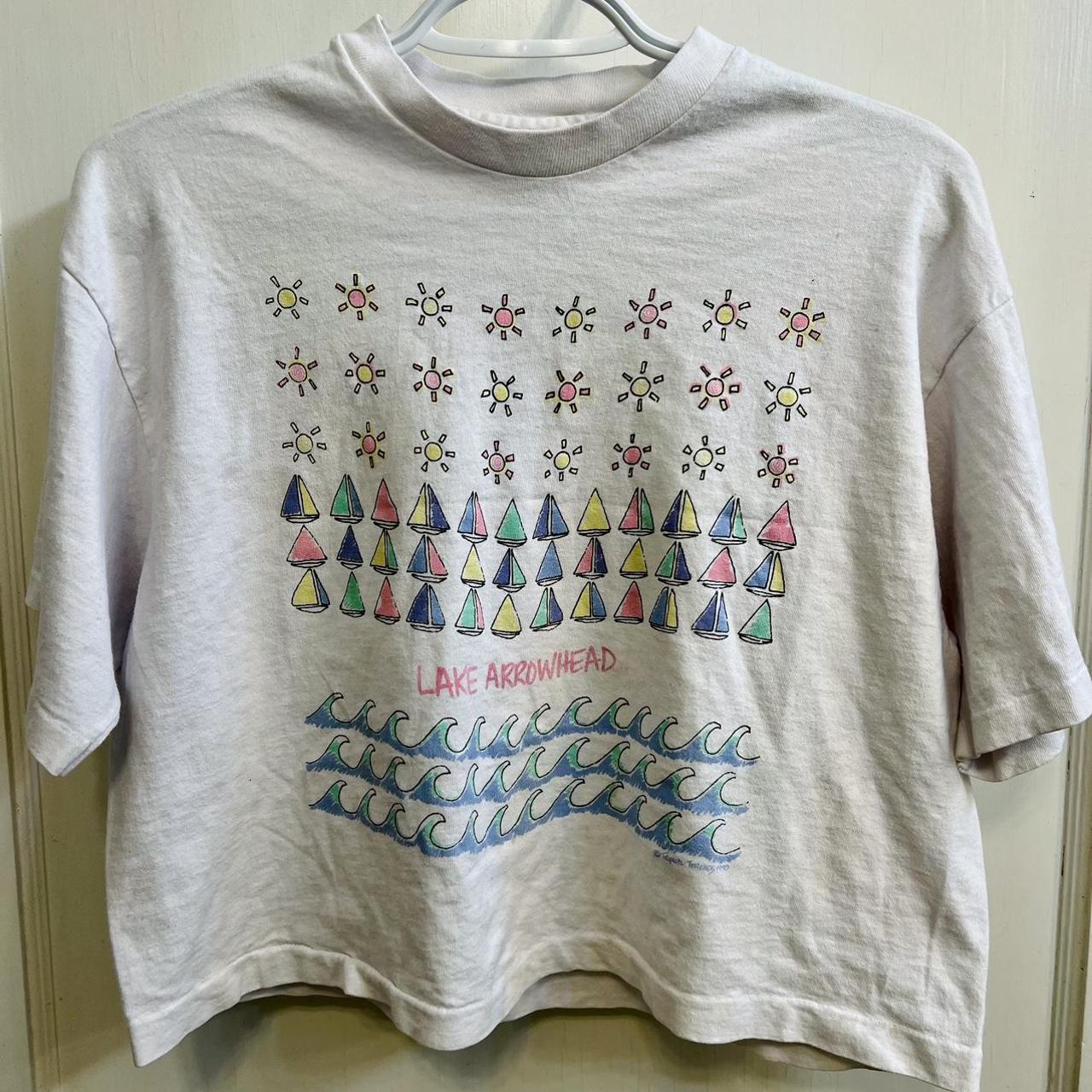 VINTAGE 1990 SINGLE STITCH NATURE T-SHIRT / CROPPED... - Depop