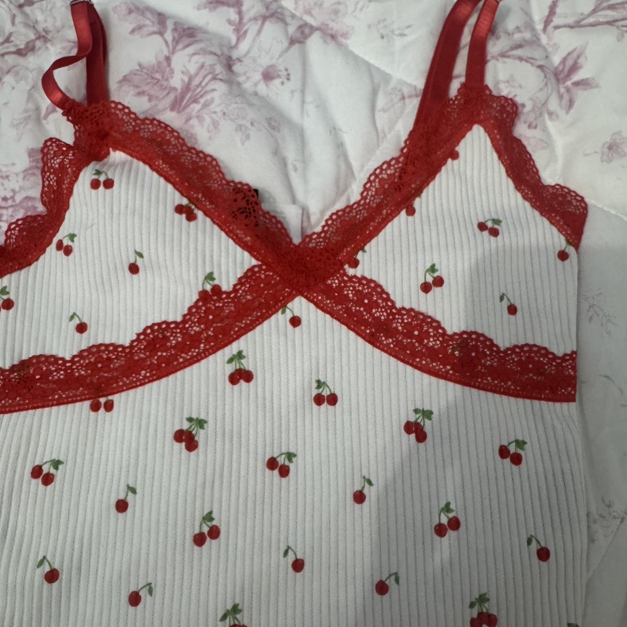 Red and white cherry tank top Out of stock on... | Depop