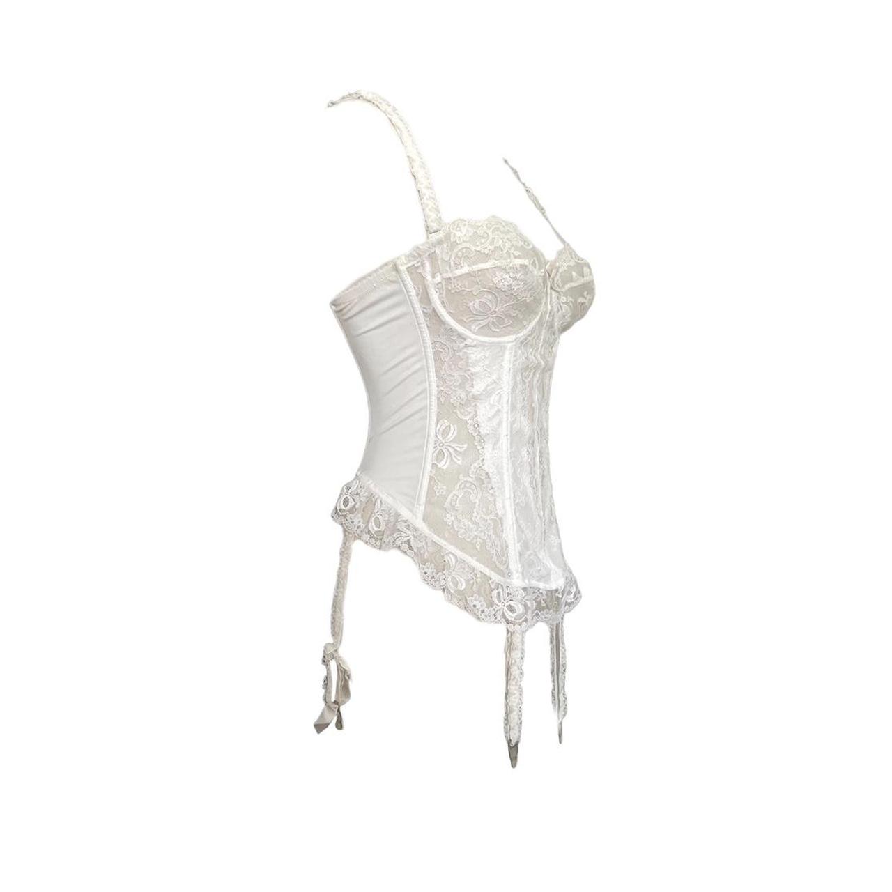 Vintage 90s La Perla White Lace Bow Corset Bustier... - Depop