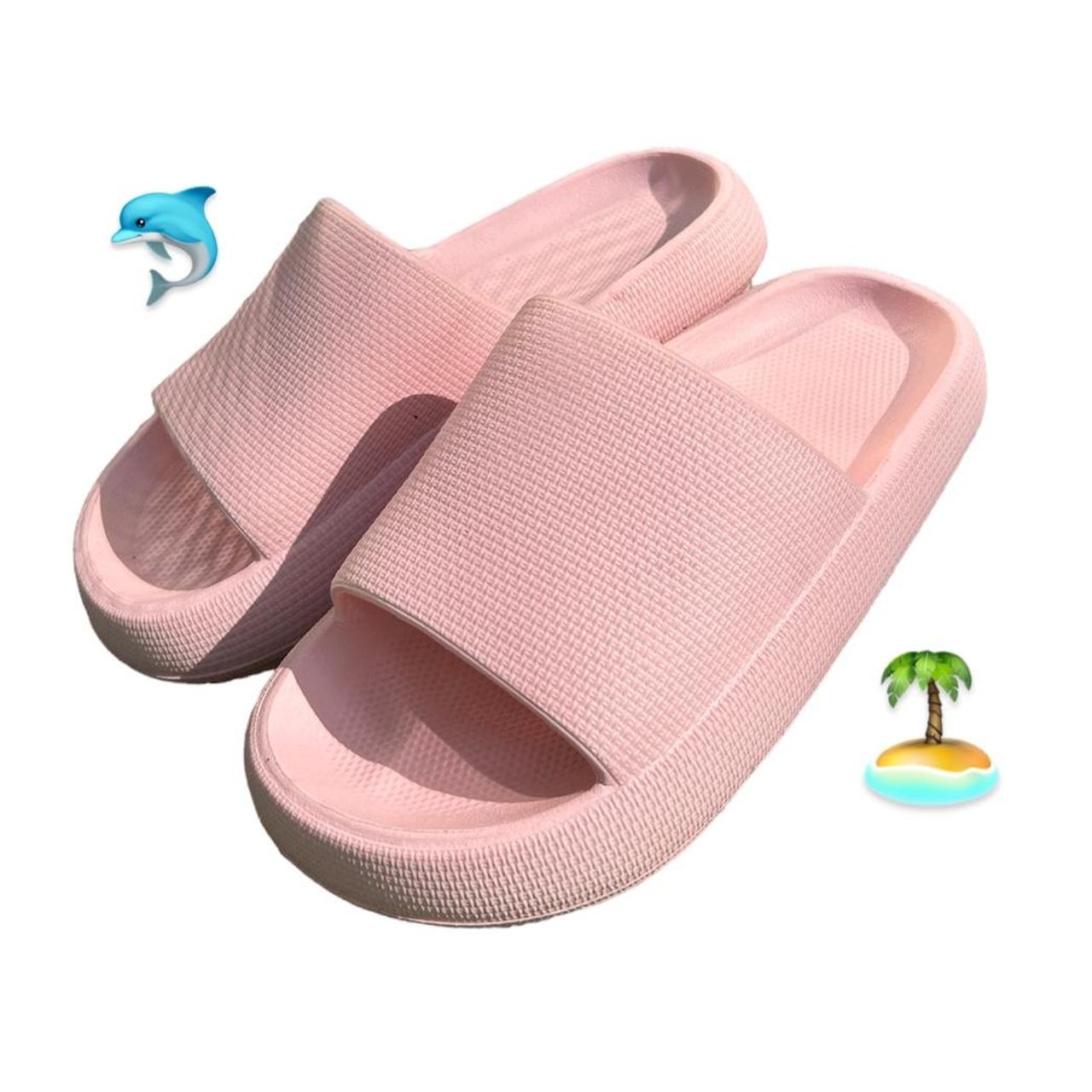 baby pink pastel foamy chunky pool slides, slight... - Depop