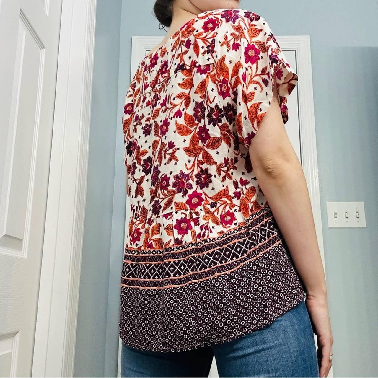 Anthropologie Floral Patterned Work Blouse Brand:... - Depop
