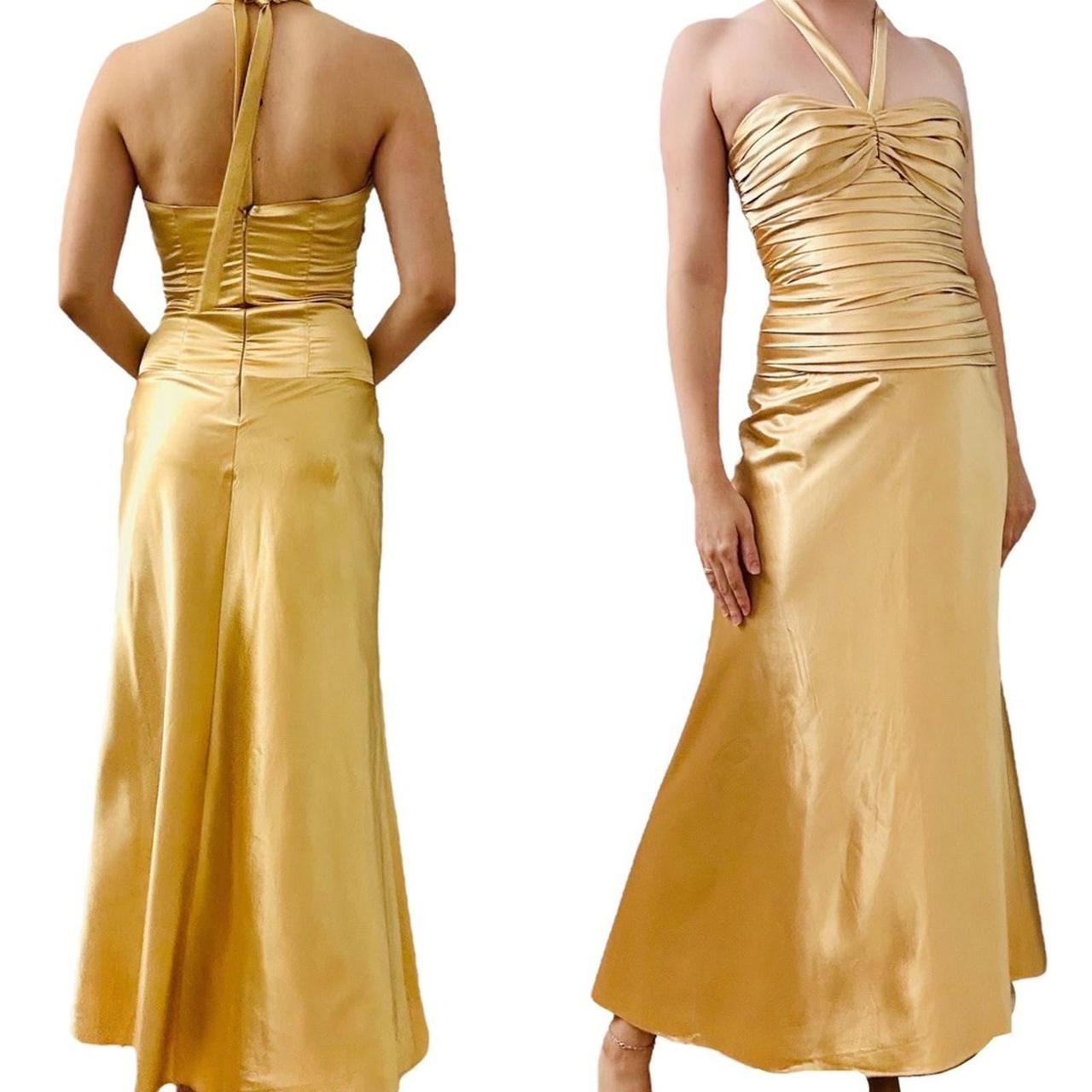 Metallic Gold Satin Formal Dress Brand: Dancing... - Depop
