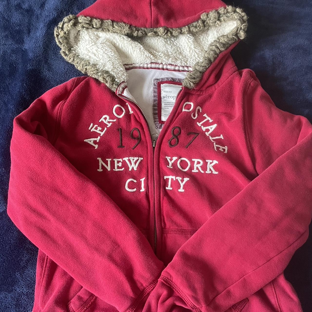 Aeropostale Zip Up with Fur Hoodie Super Warm and... - Depop