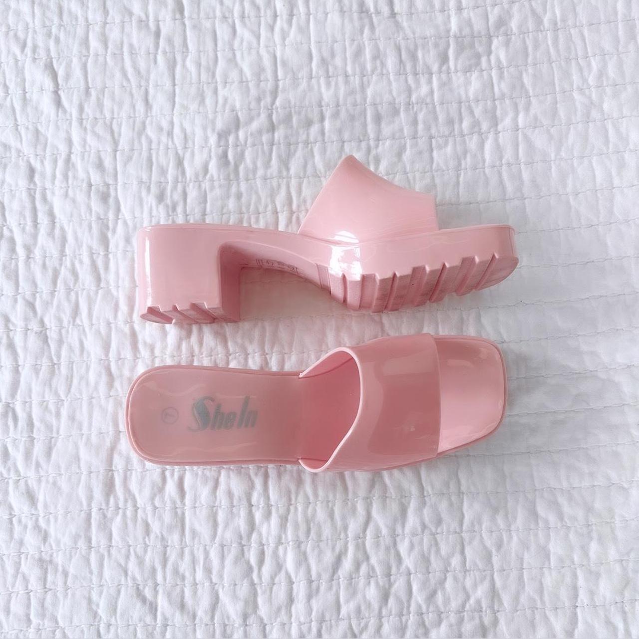 pink chunky sandals - size 7 - worn... - Depop
