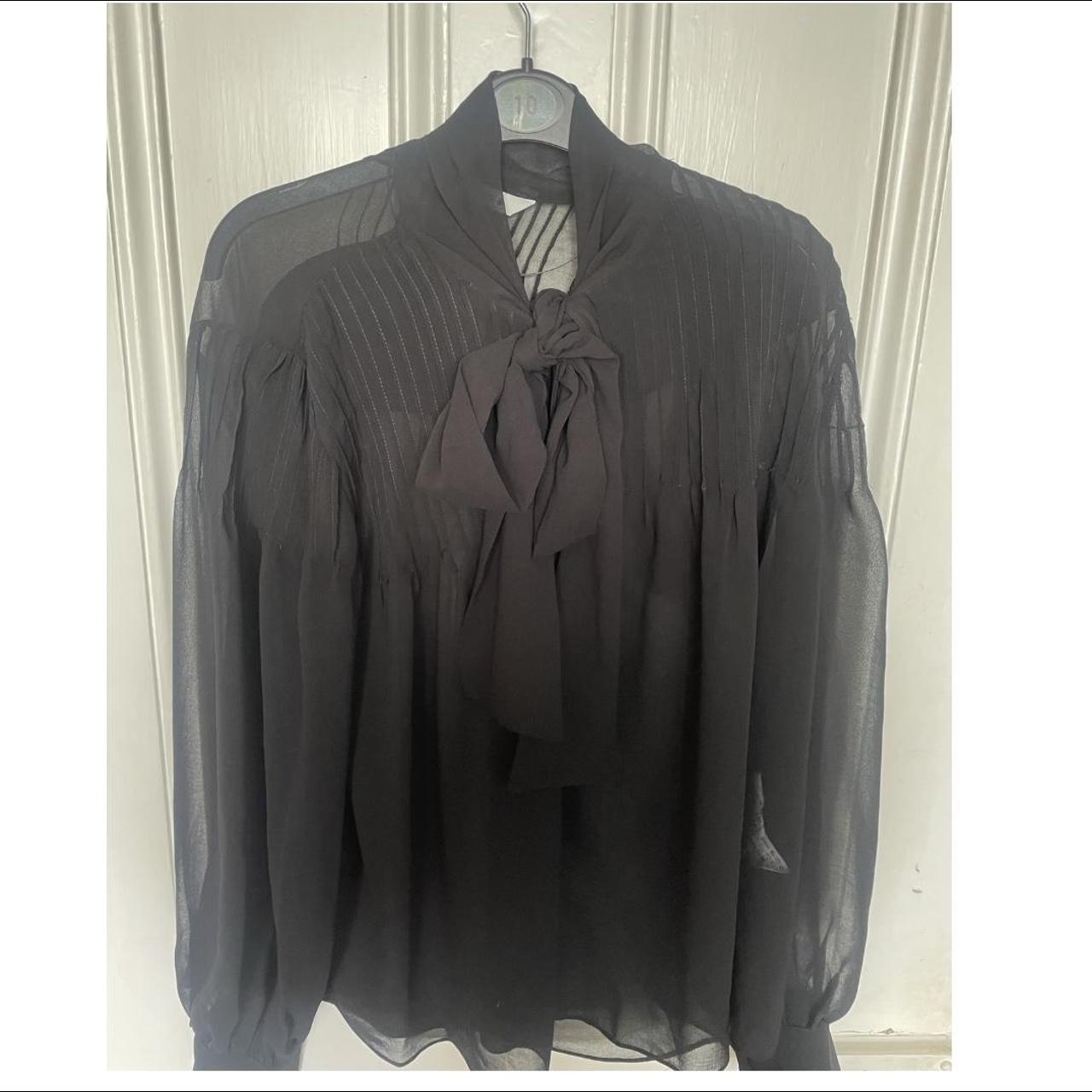 Zara black blouse with tie neck never worn - Depop