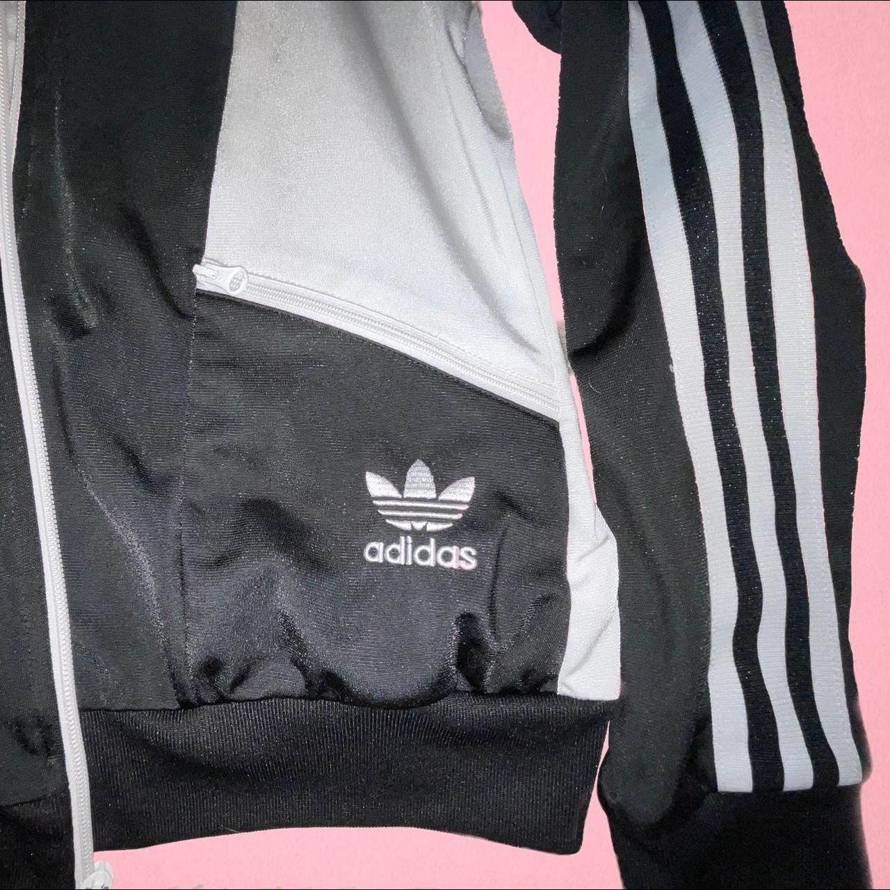 - Adidas Black & White Sports Jacket - Size Medium - Depop