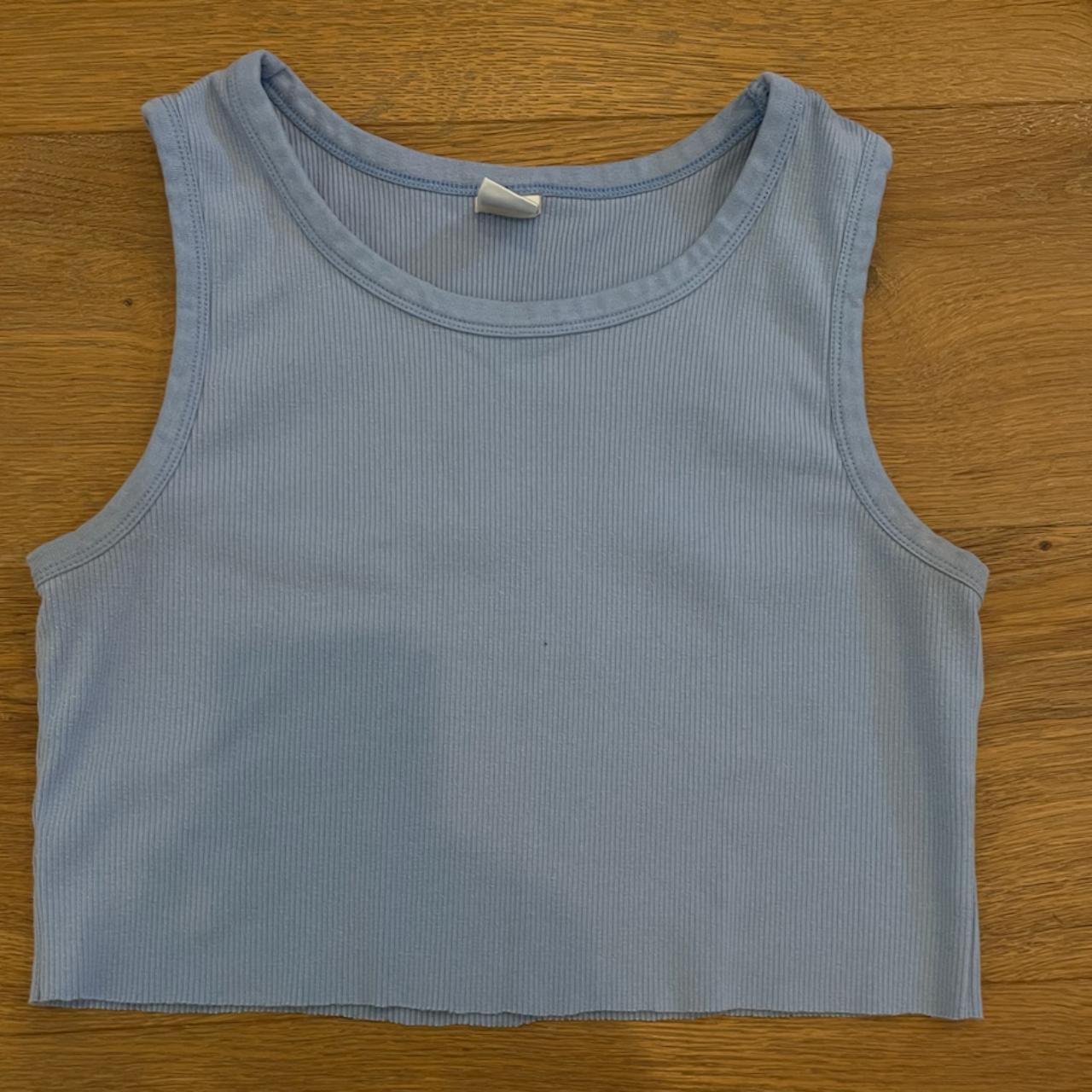 Champion basic fitted light blue cropped tank top... - Depop