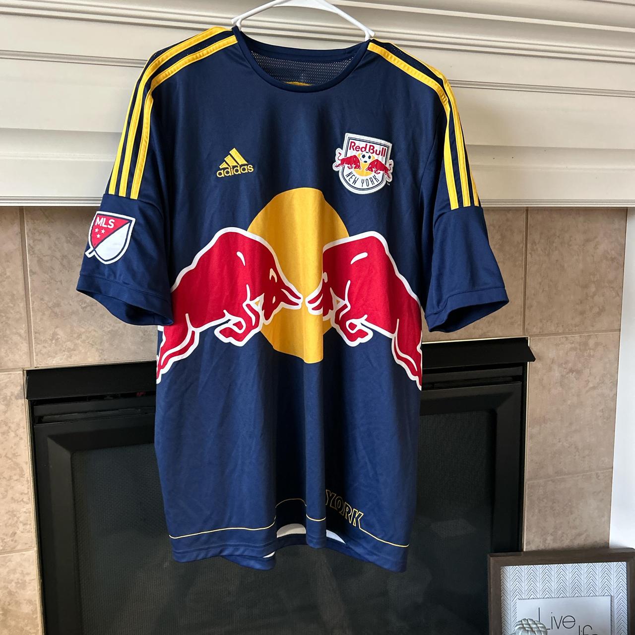 Never worn. Large Red Bull New York, navy soccer... | Depop