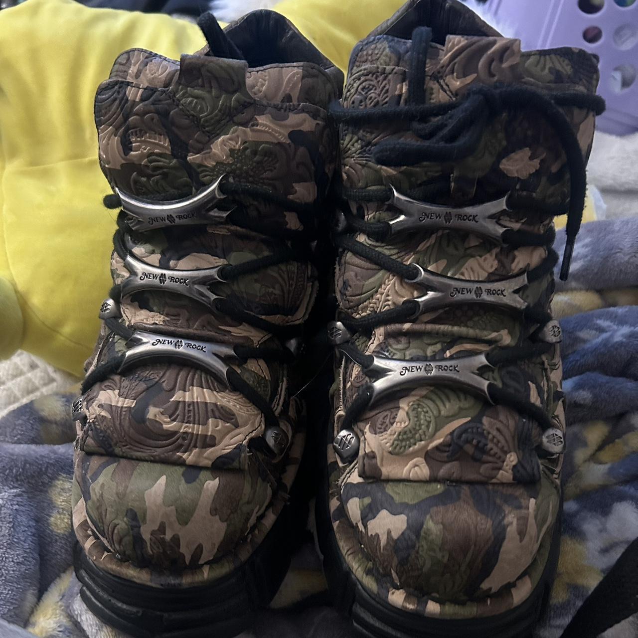 RARE CAMO LEATHER PLATFORM SHOE NEW ROCK M-106-C68... - Depop
