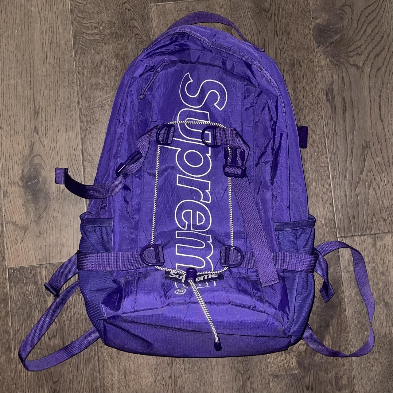 Supreme FW18 Backpack Purple Used | No Flaws... - Depop