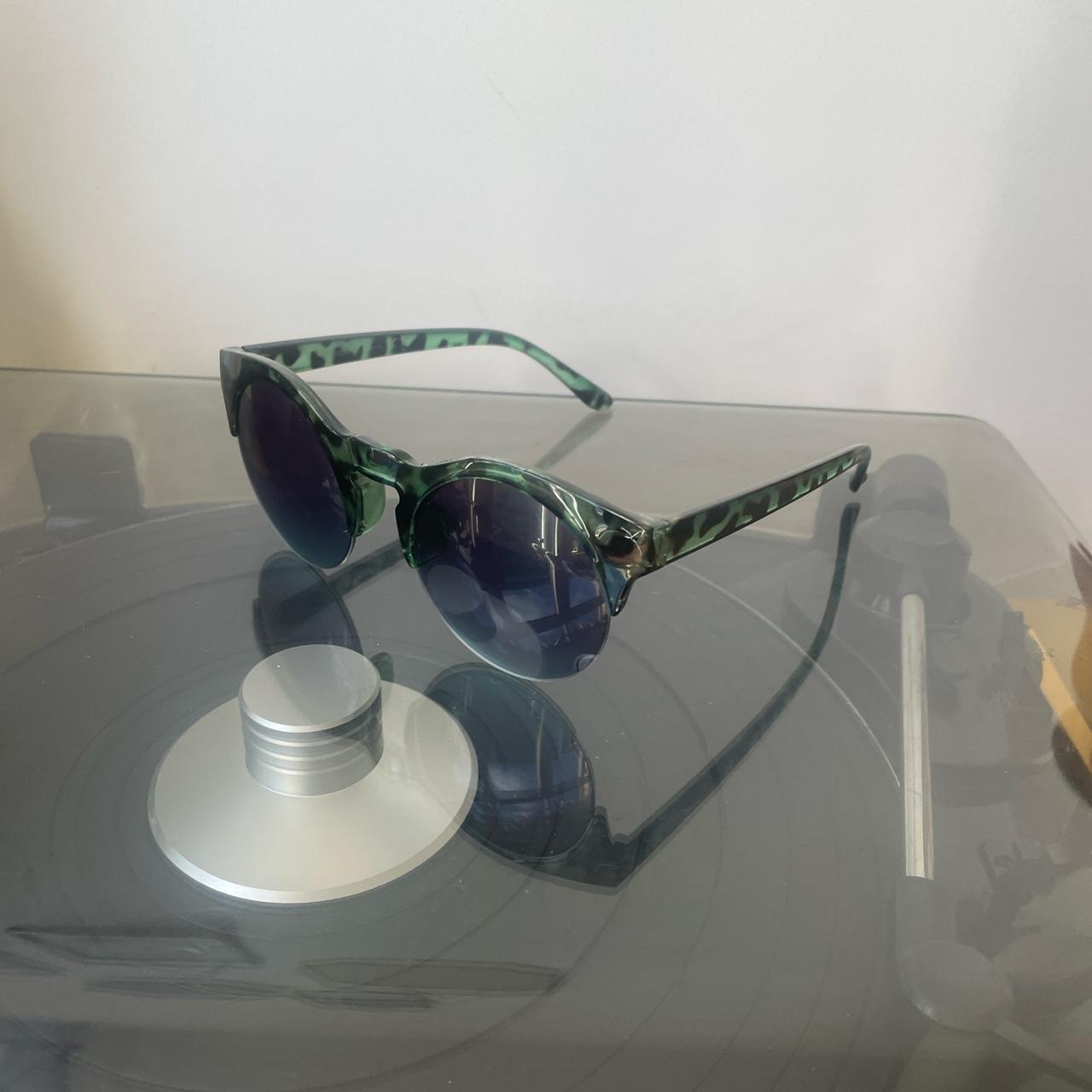 Large round sunglasses Green tortoise shell... - Depop