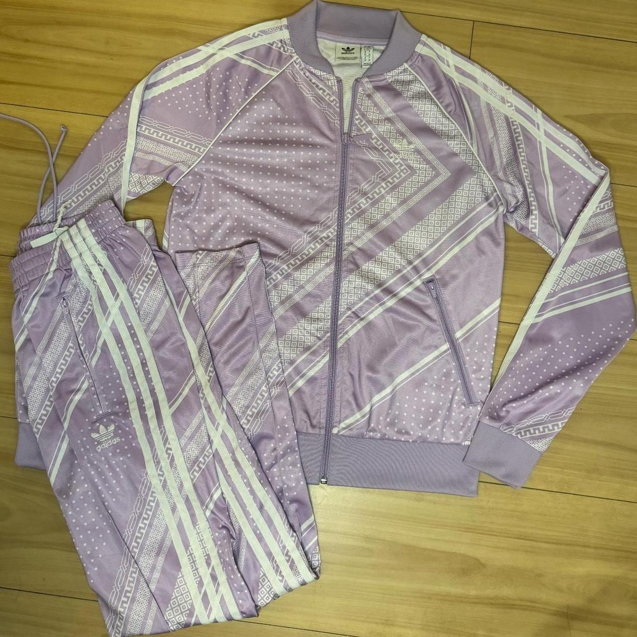 Adidas Tracksuit Set - Purple & White Design... | Depop
