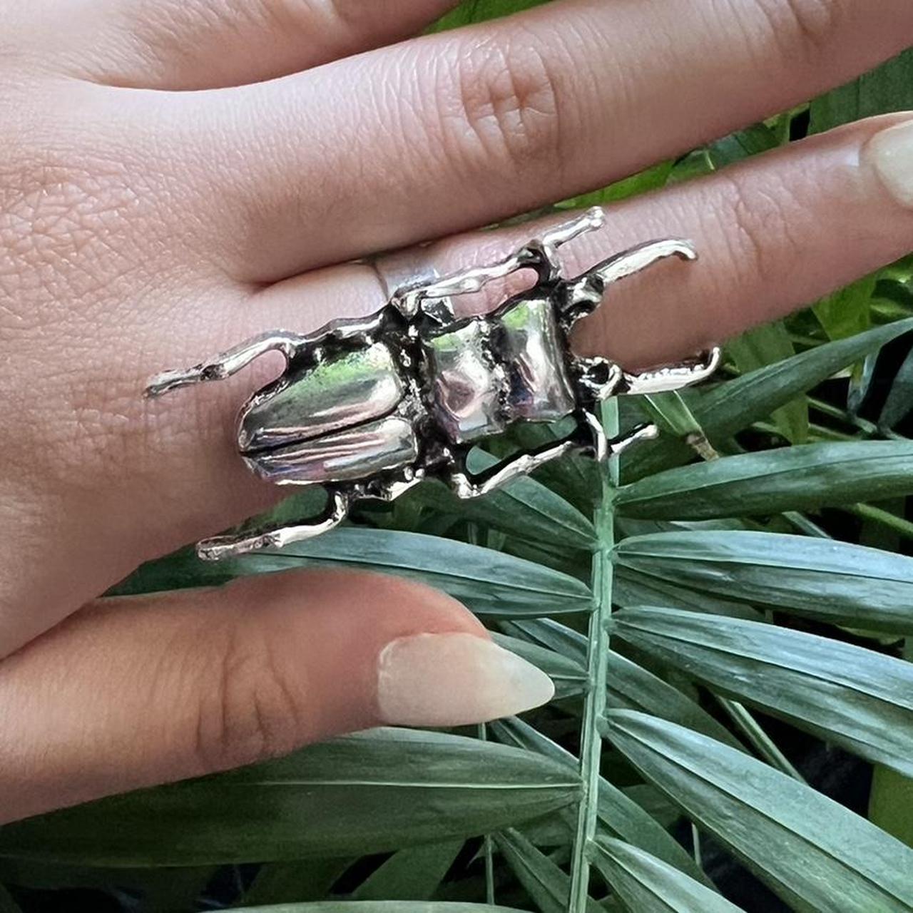 Gothic Insect Ring Silver toned statement... | Depop