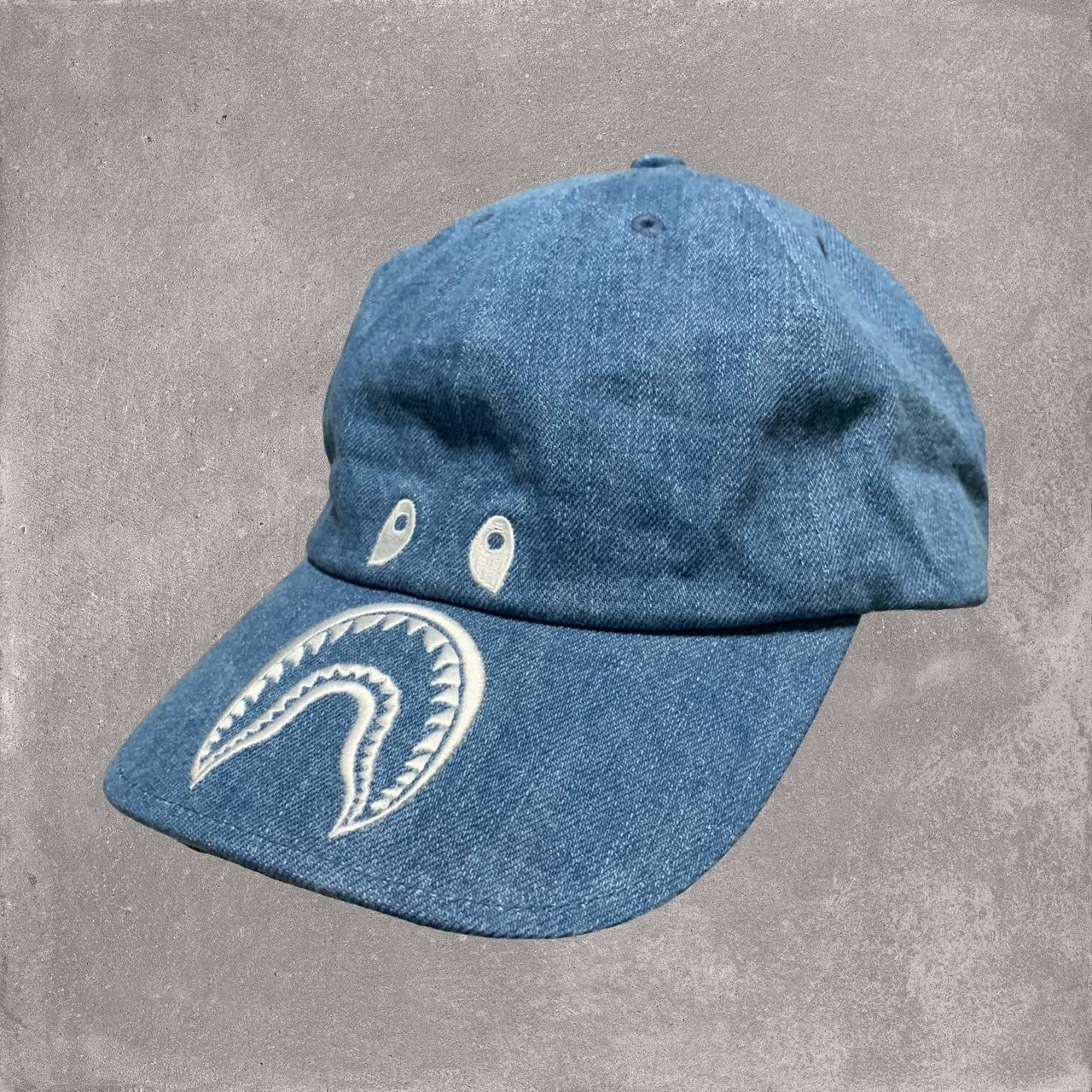 Bape Cap Shark Denim Panel Cap Light Indigo Blue... | Depop
