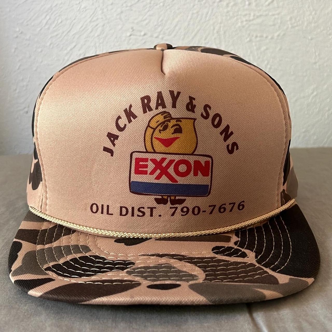 Vintage Exxon oil camouflage trucker hat by Otto.... | Depop