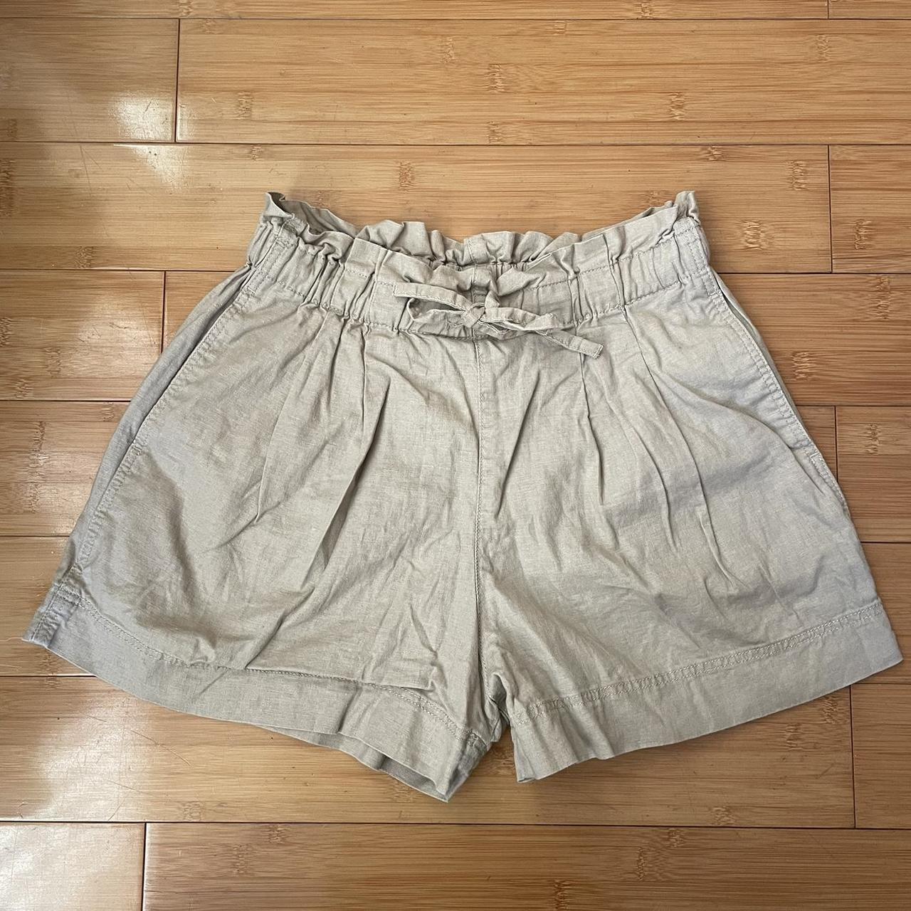 Uniqlo khaki shorts adjustable strings. front and... - Depop