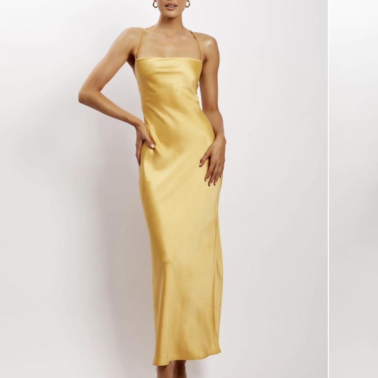Meshki slik slip Sydney dress - Yellow Unworn with... - Depop