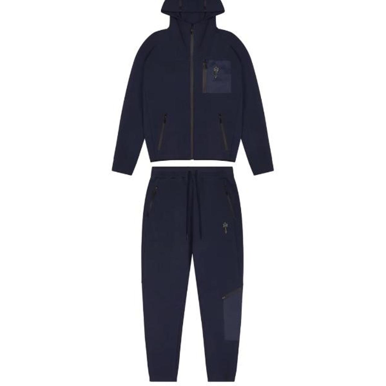 TRAPSTAR IRONGATE T FLEECE TRACKSUIT - NAVY/WHITE - Depop