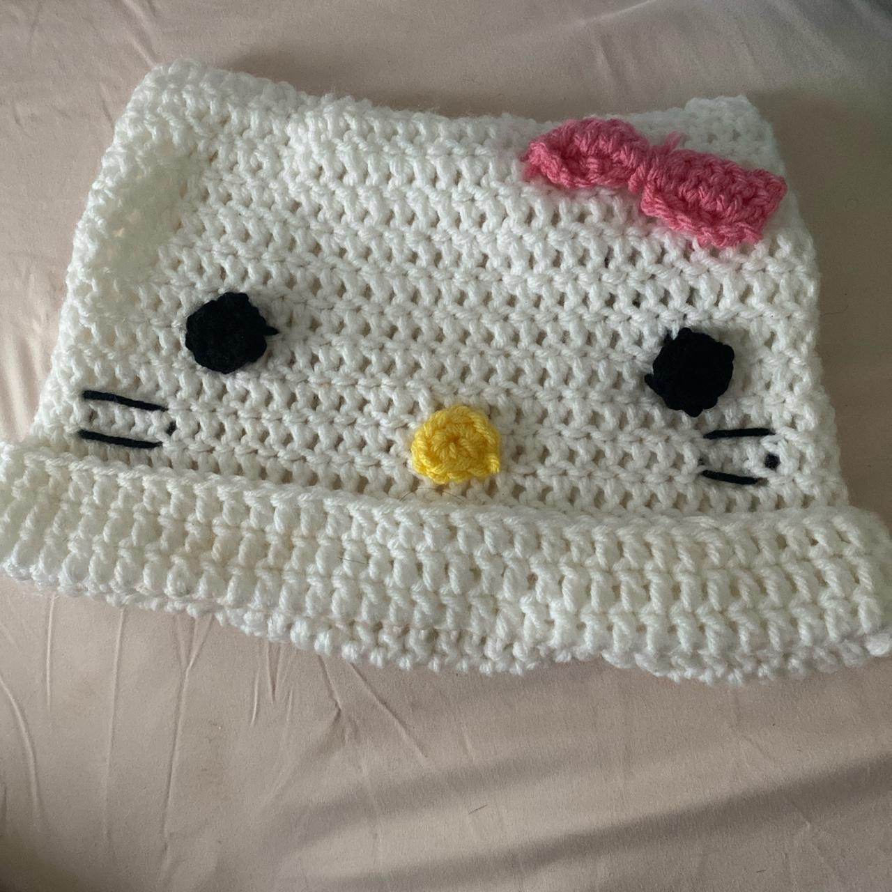 💕 Handmade Crochet Hello Kitty Hat💕 - repoping from... - Depop