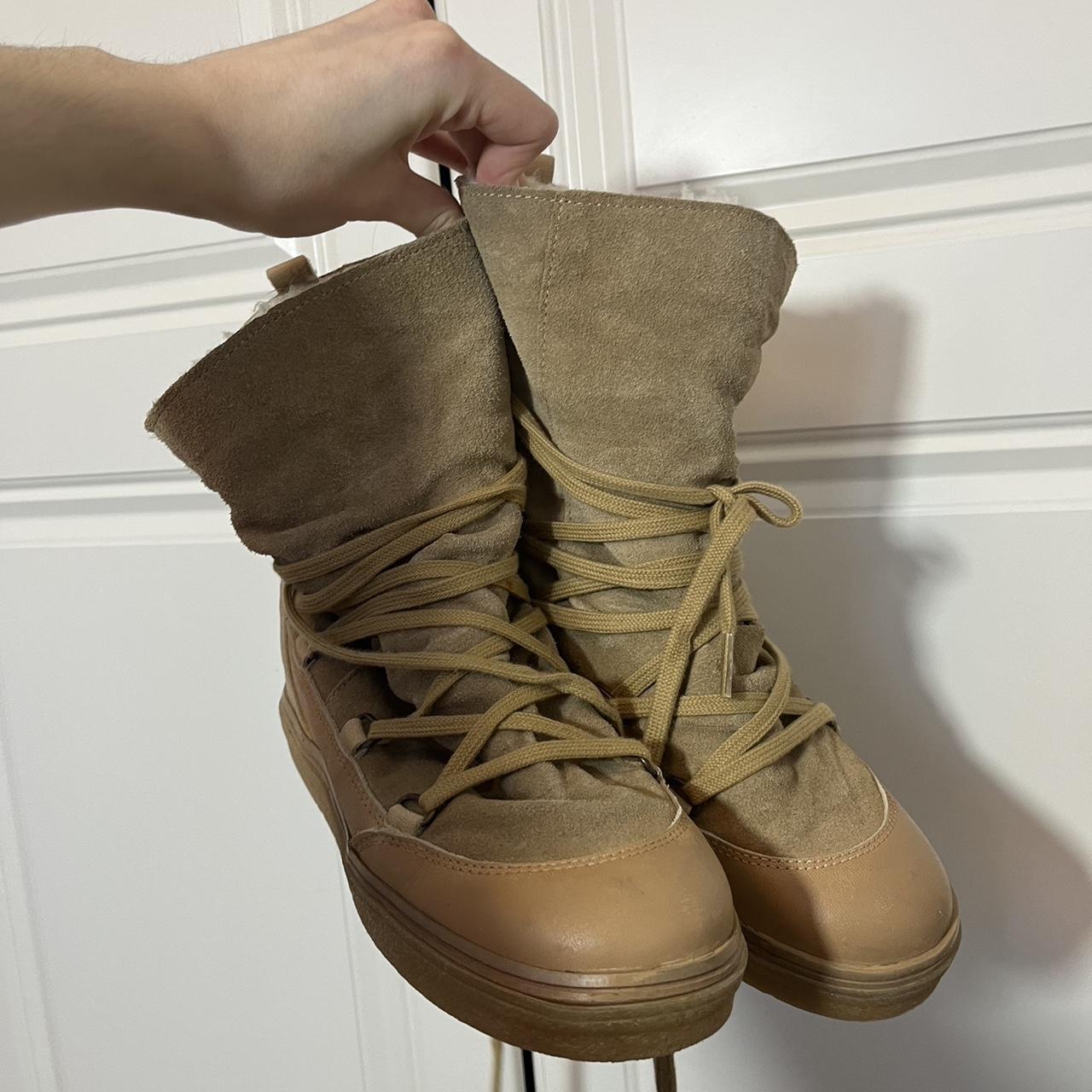 Fluffy tan suede boots Mousse & Cloud UK 5 , heel -... - Depop