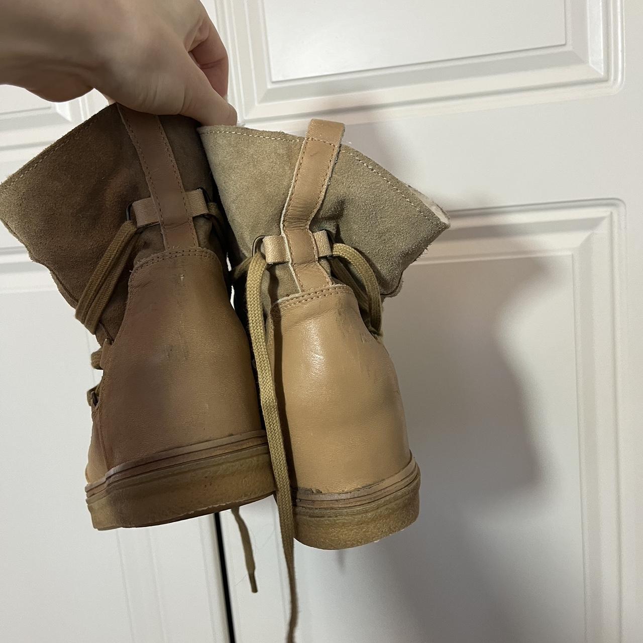 Fluffy tan suede boots Mousse & Cloud UK 5 , heel -... - Depop