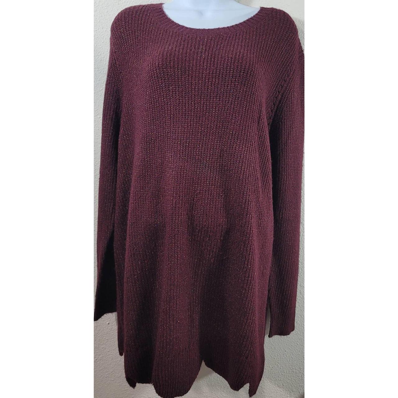 Lane Bryant Burgundy Metallic Ribbed Knit Sweater 18 Depop