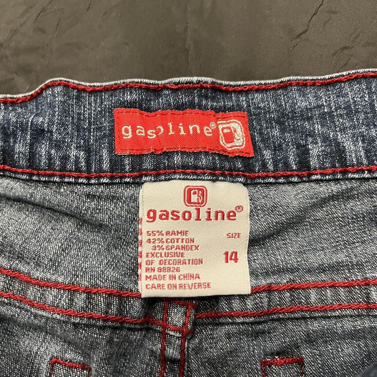 dope #gasoline jeans flannel under and red stitching - Depop