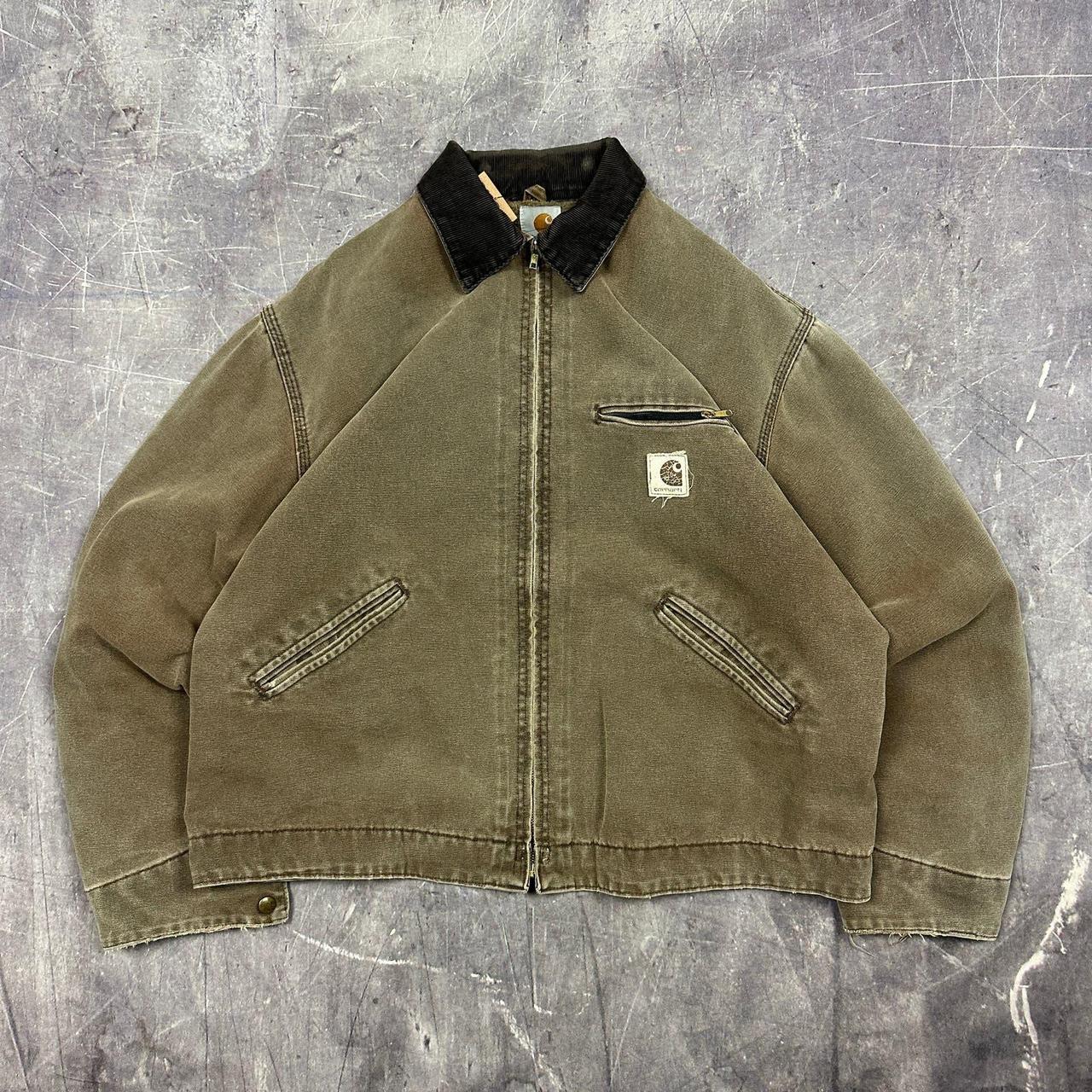 90s Mocha Brown Carhartt Detroit Work Jacket XL... - Depop