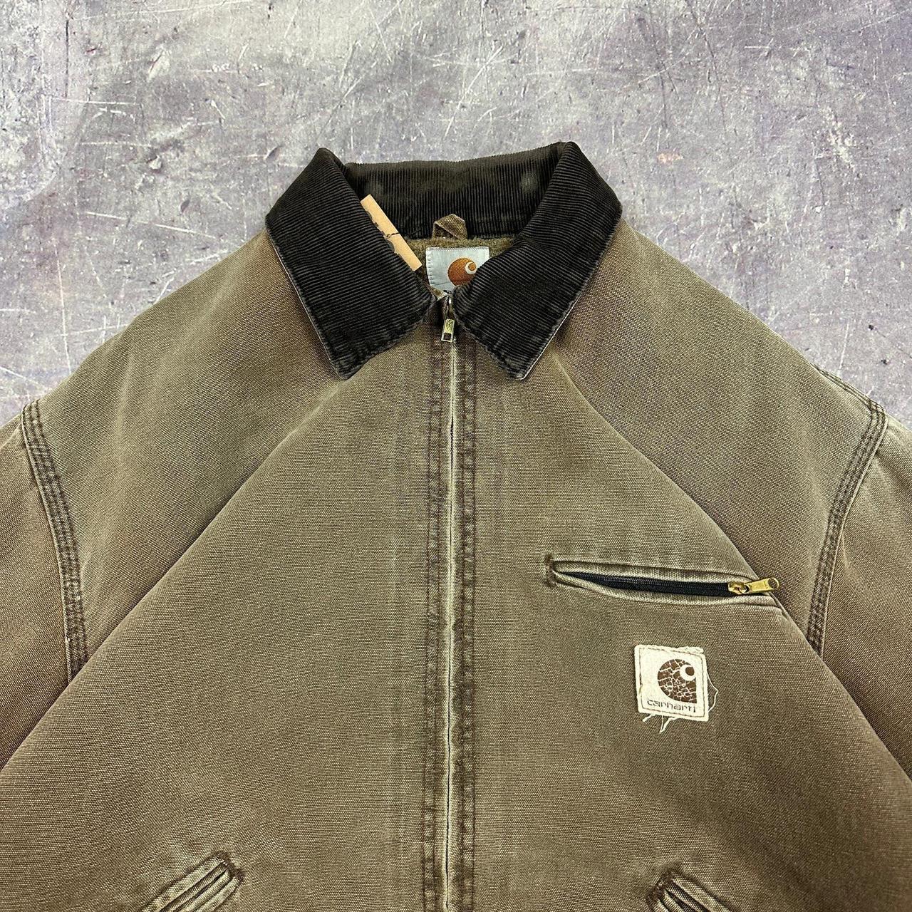 90s Mocha Brown Carhartt Detroit Work Jacket XL... - Depop