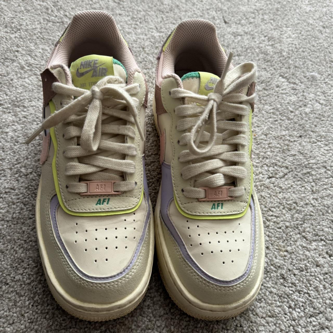 Nike neon colored air force 1 8/10 condition - Depop