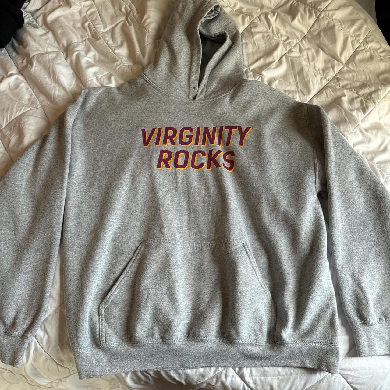 Virginity rocks hoodie cute- size large - Depop