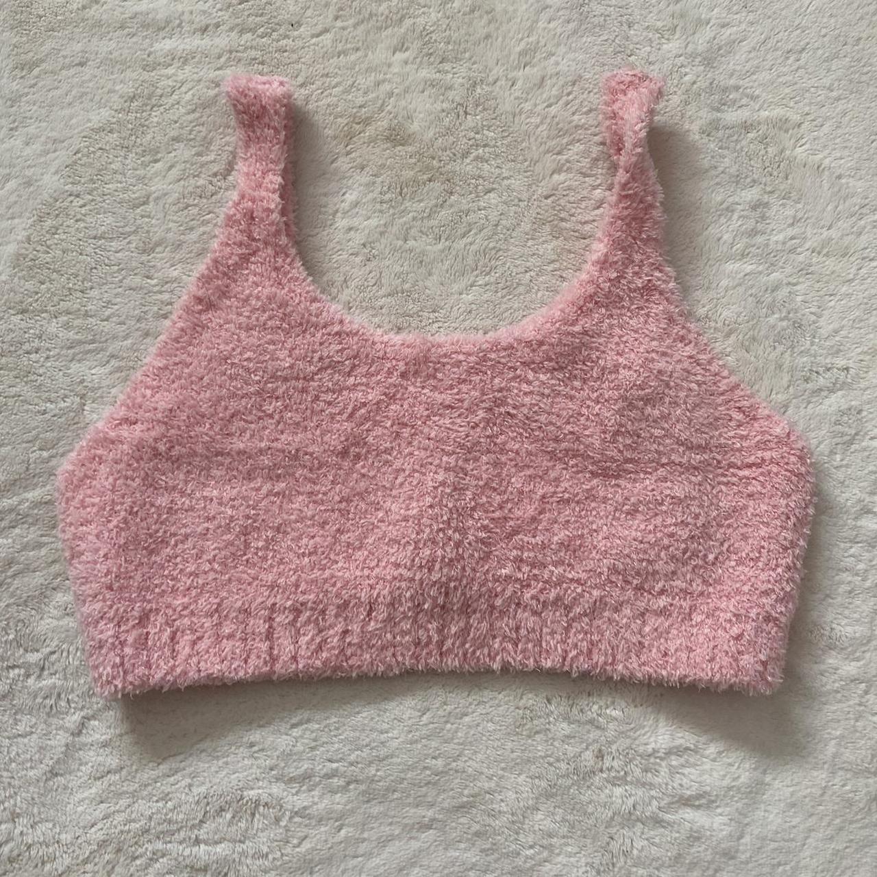 Fuzzy pink tank top perfect for sleeping Size... - Depop
