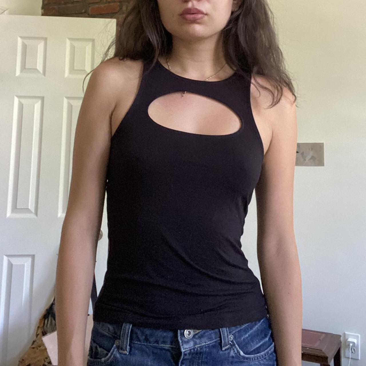 Black cutout weekday tank - Depop