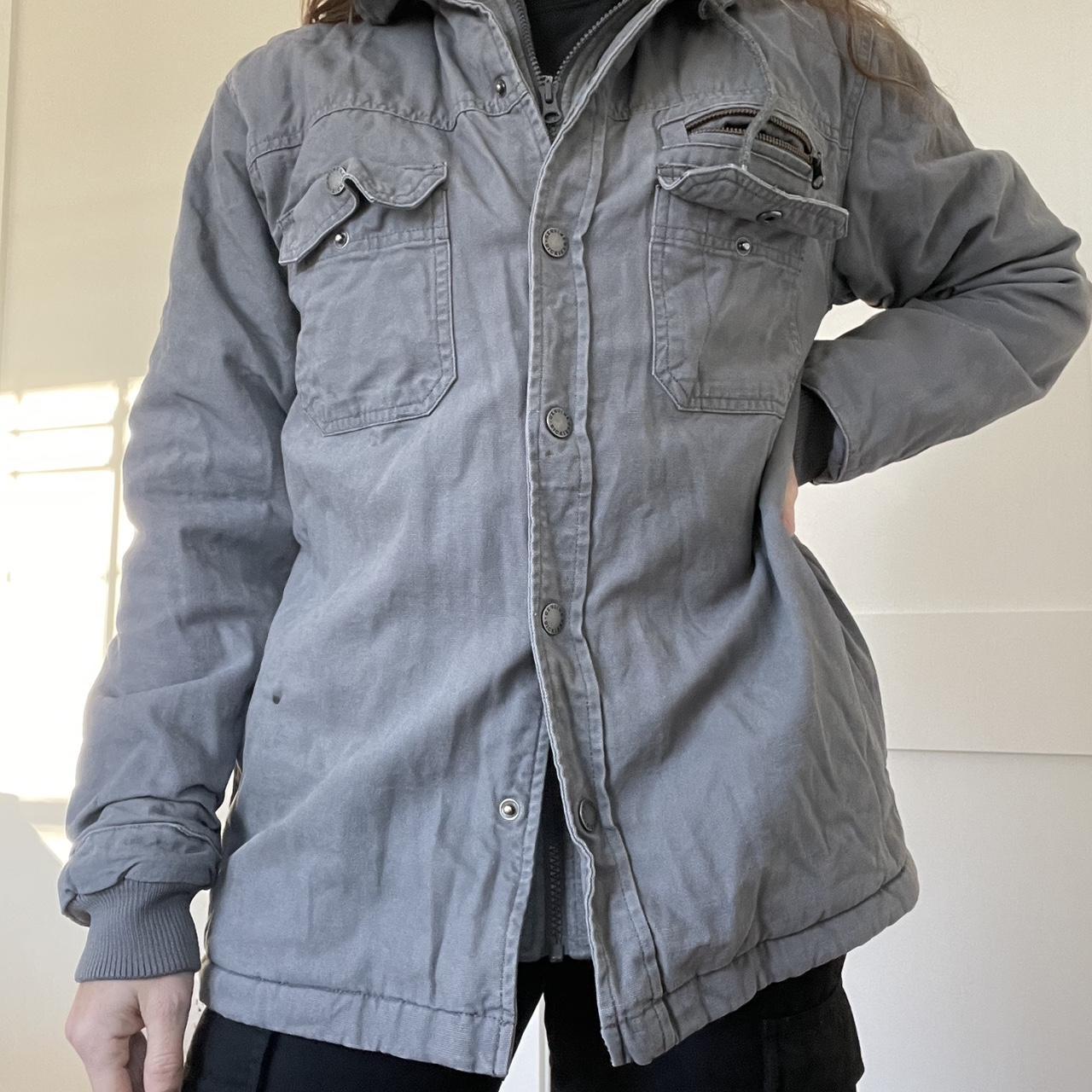 Grey and black Dickies jacket #jacket #gorpcore... - Depop