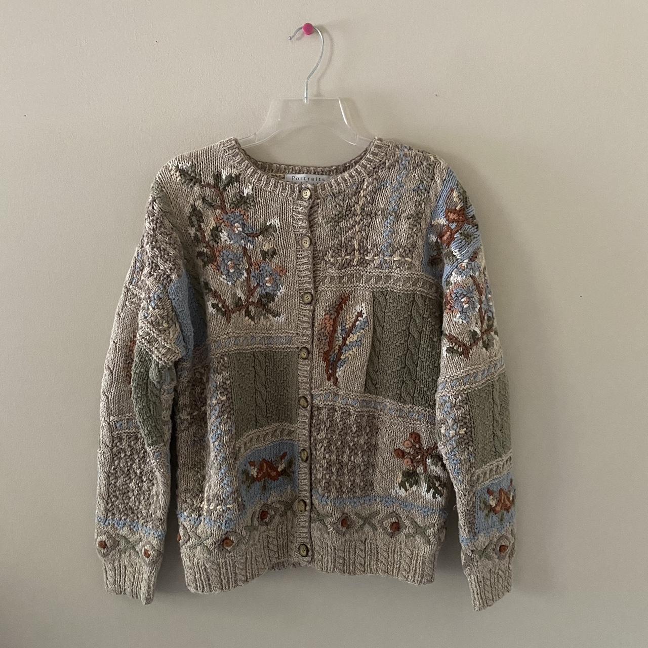 vintage knit cardigan! bought at a flea market for... - Depop