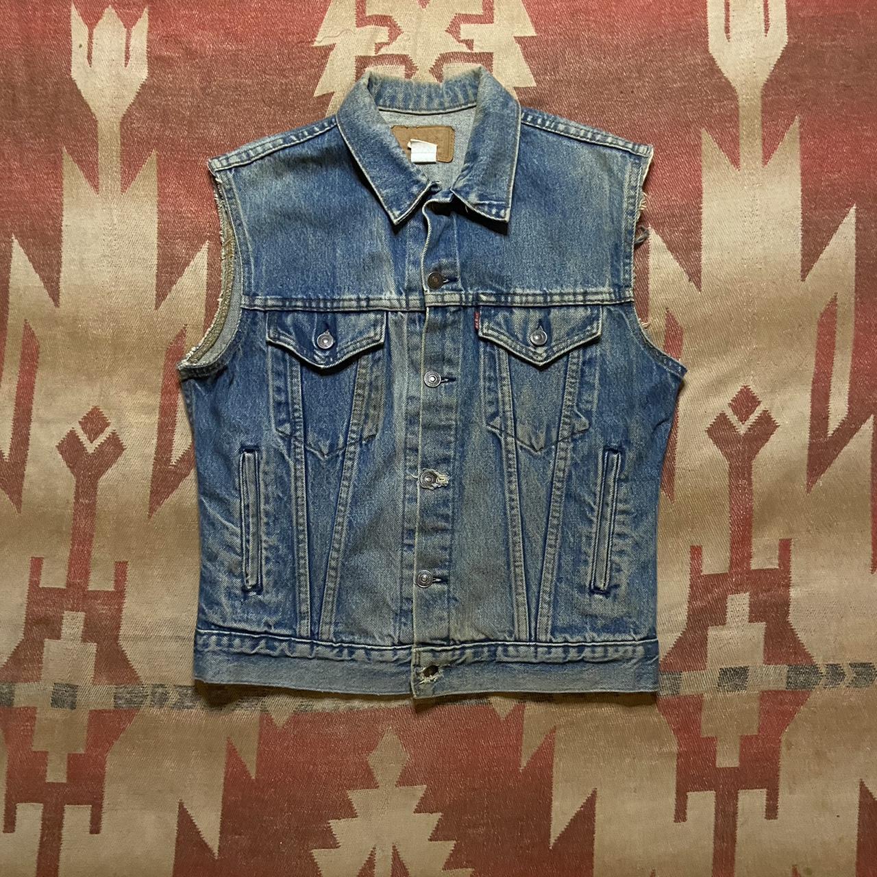 Vintage 80s Levi’s denim cut off vest - good wear... - Depop