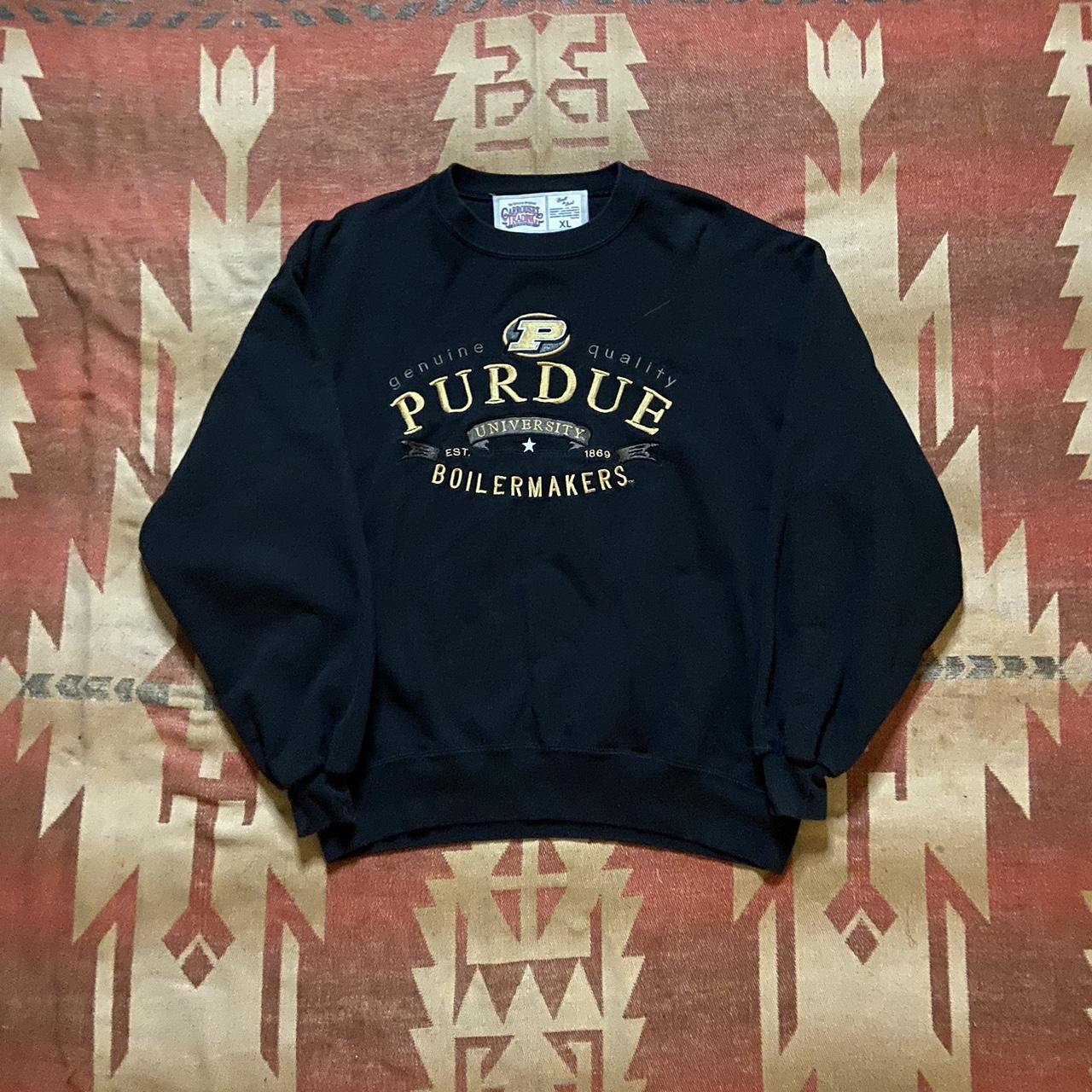 Vintage 90s embroidered Purdue script sweatshirt -... - Depop