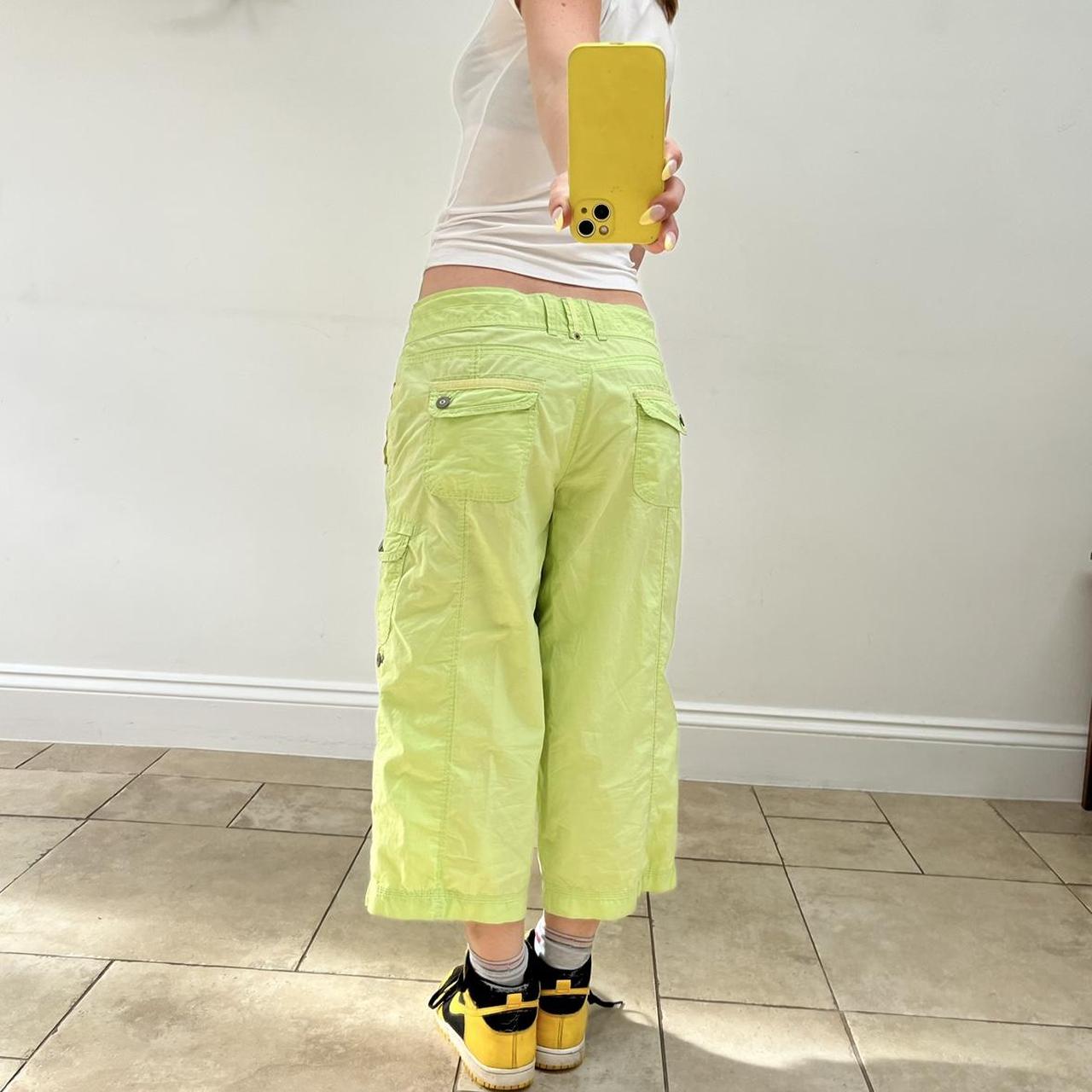 Vintage 90s cropped cargos. Light green cargos. Low... - Depop