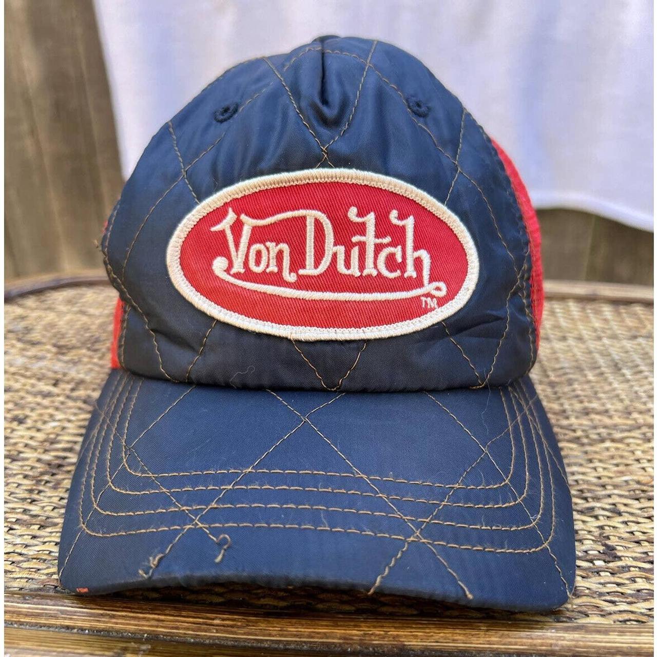 Vintage Von Dutch Trucker Hat Black Satin Red Mesh... - Depop