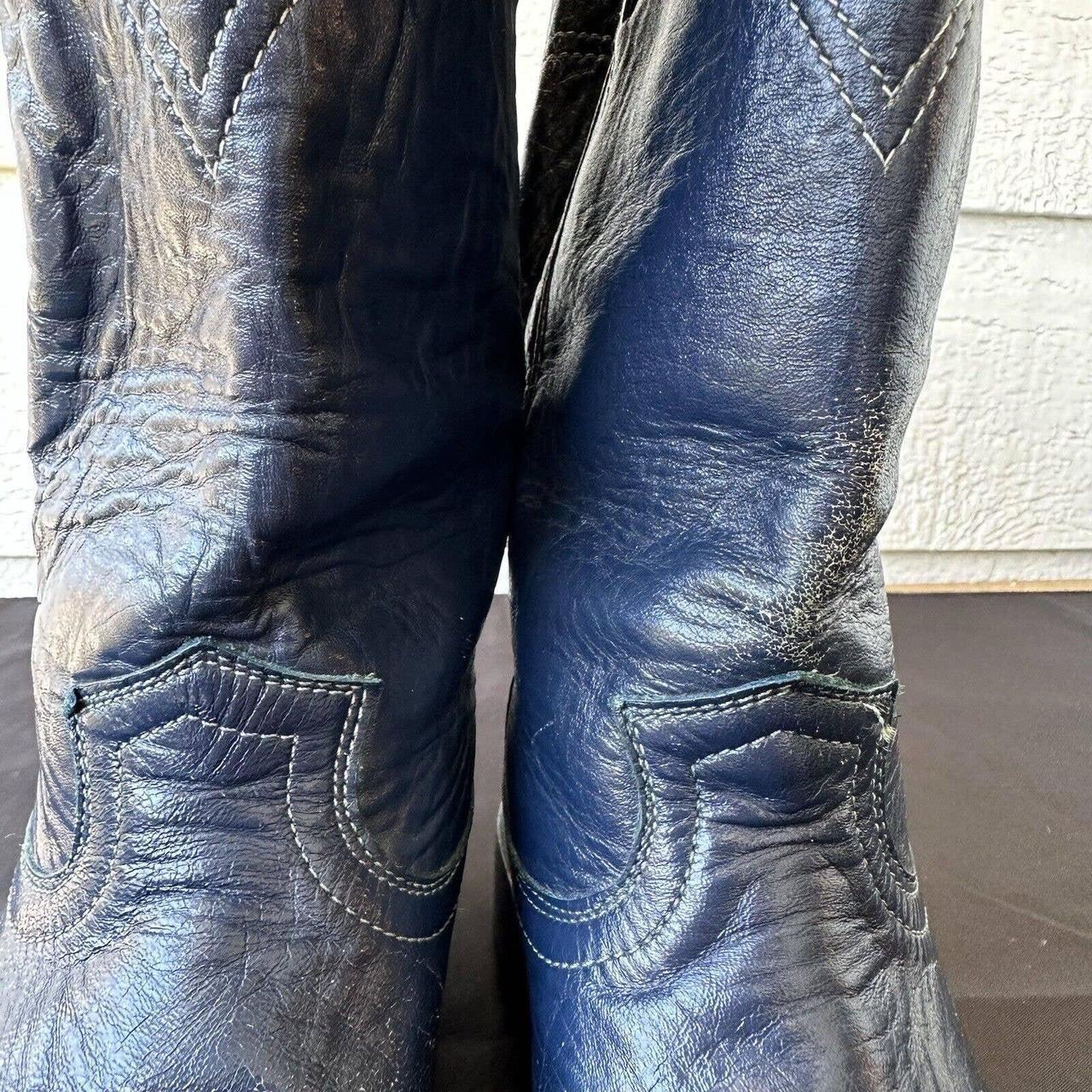Vintage Cowtown Boots Mens Size 5 Women’s 7 Blue... - Depop