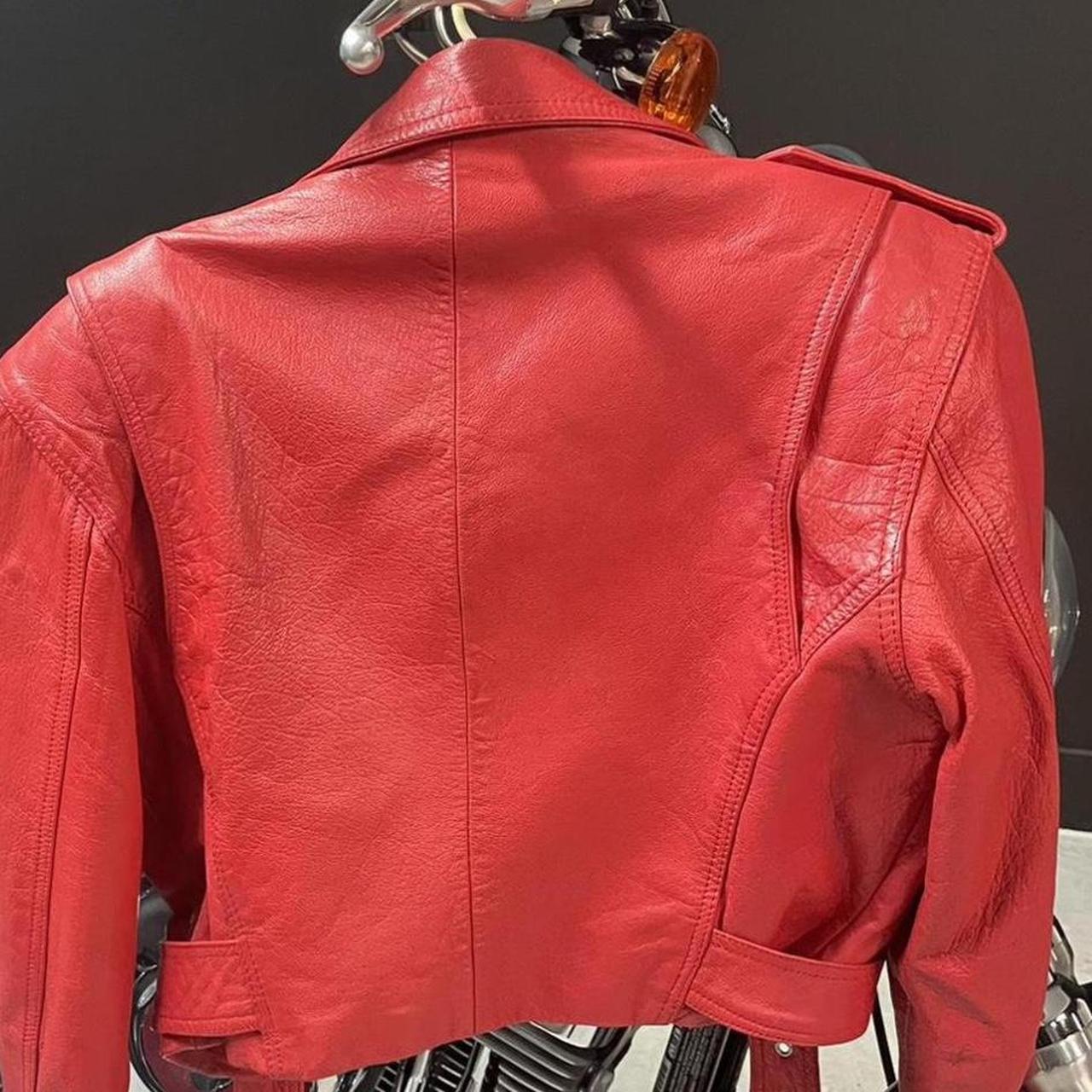 100% genuine leather jacket! Cutest cherry red! Pre... - Depop