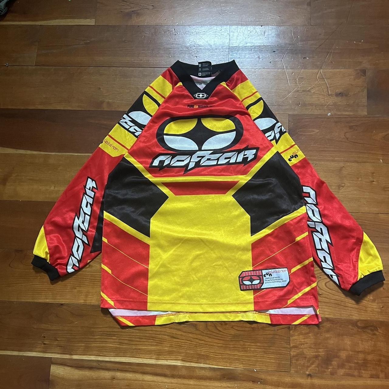 No Fear motocross jersey - red and yellow... - Depop