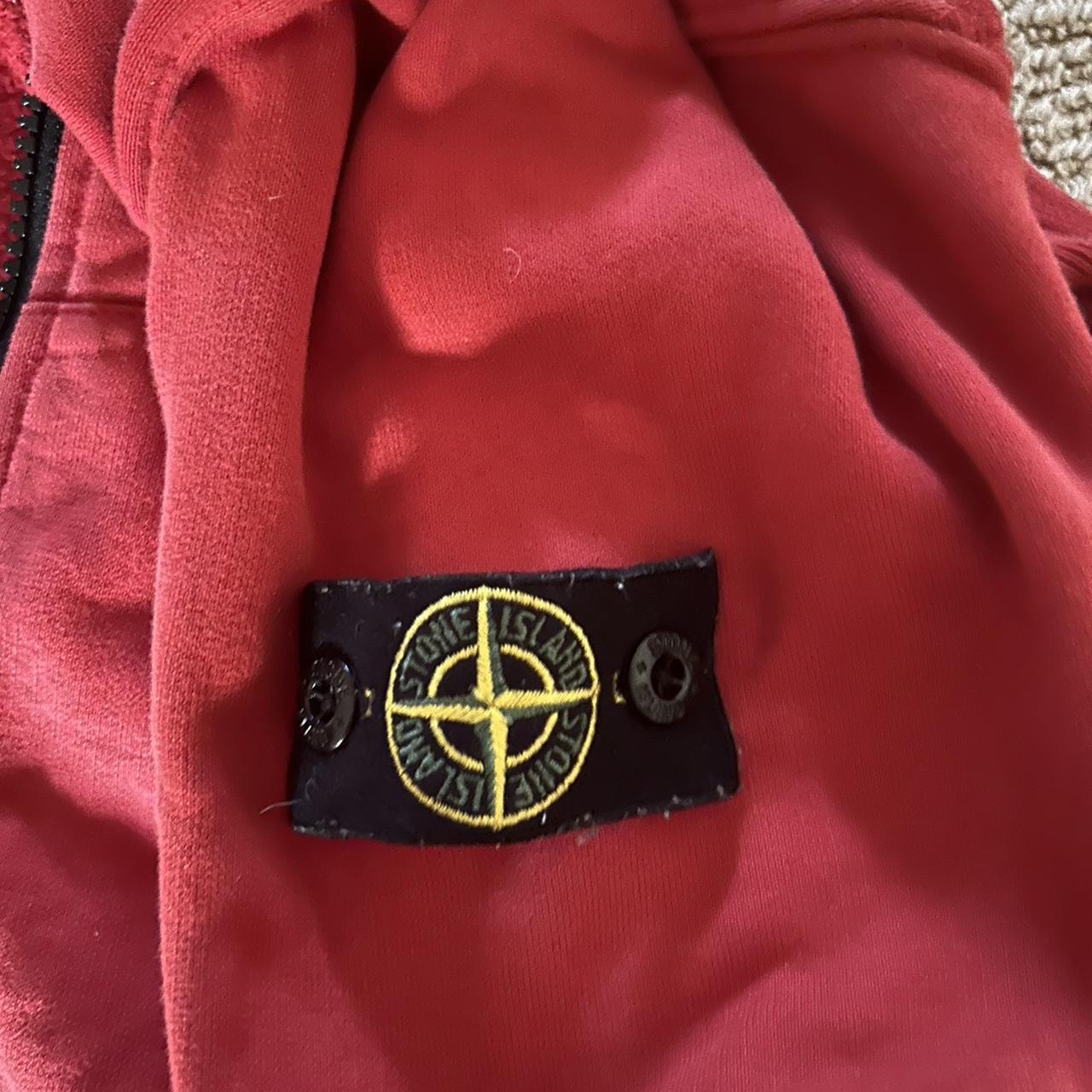 Red Stone island zip up Junior size Fits a xs or s... - Depop