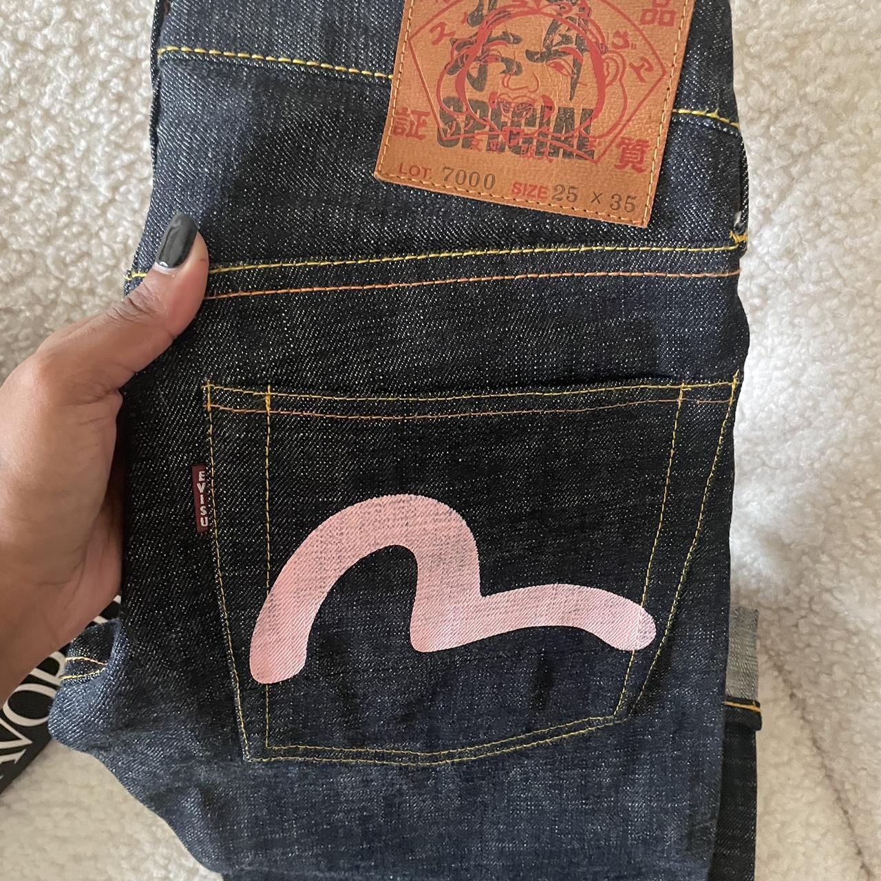 evisu jeans with pink logo. super cute, i love the... - Depop