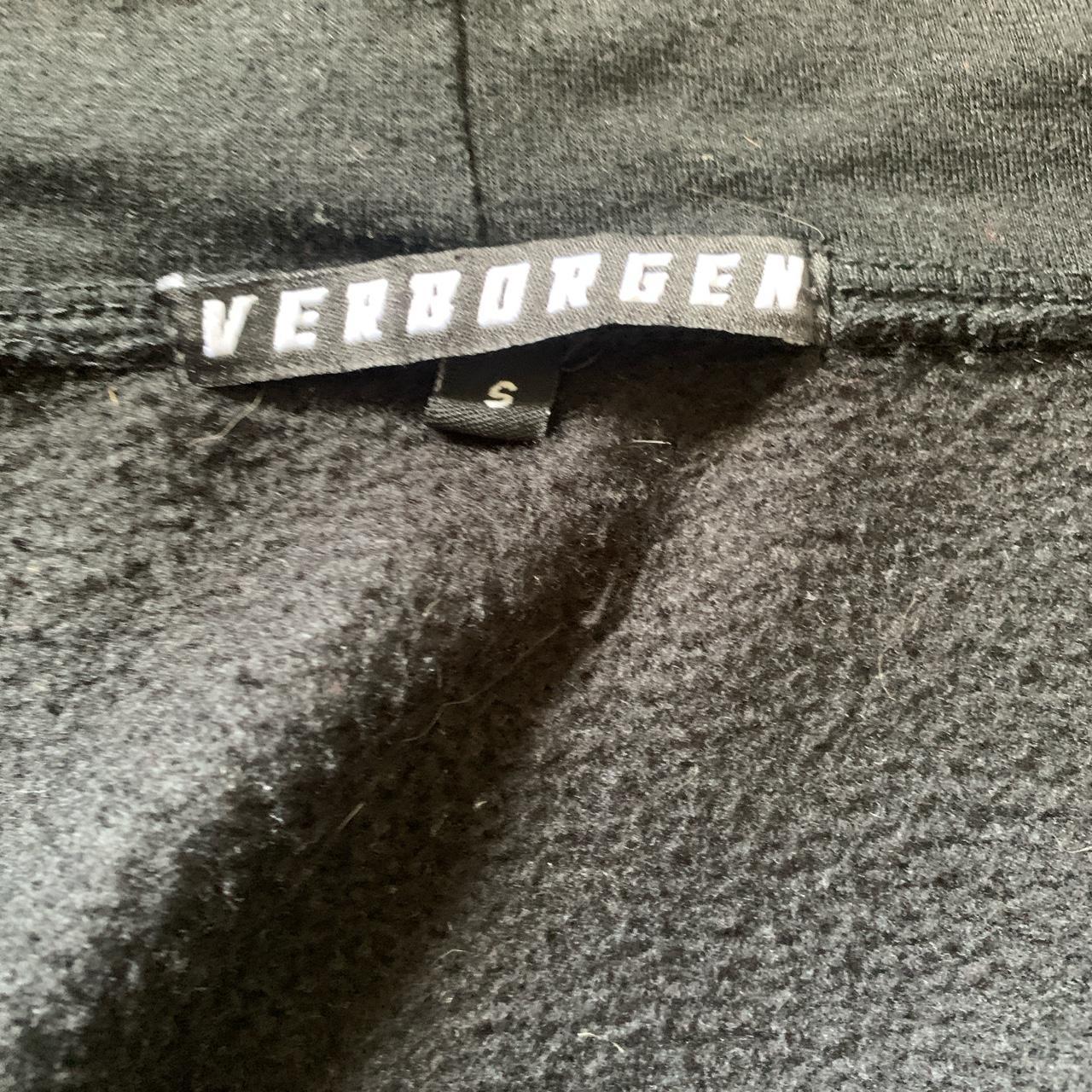 Verborgen red rhinestone full zip black hoodie Size... - Depop