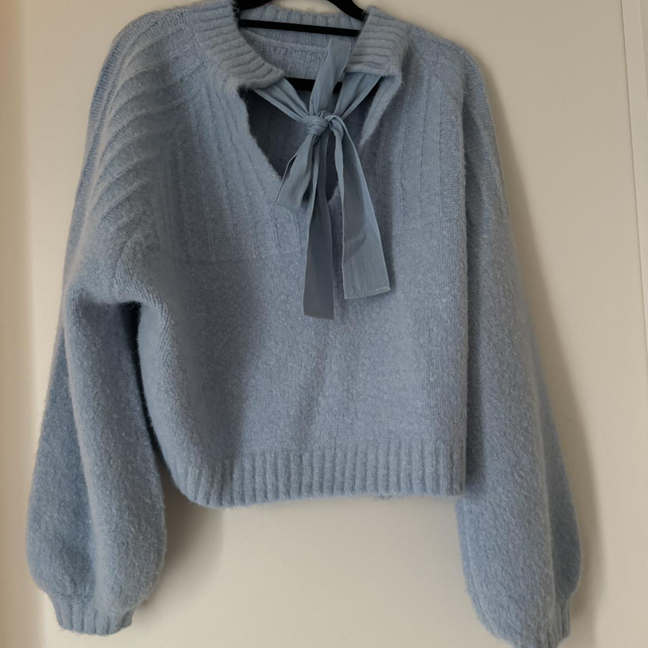 Morrison baby blue tie back jumper Size 0-1 Fits a... - Depop