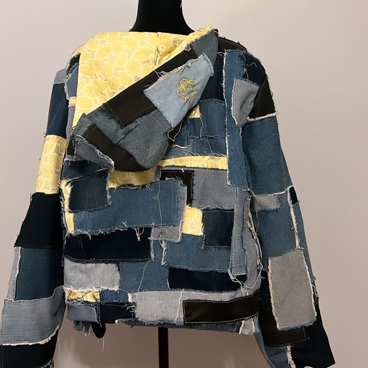 handmade oversized denim patchwork jacket - Depop