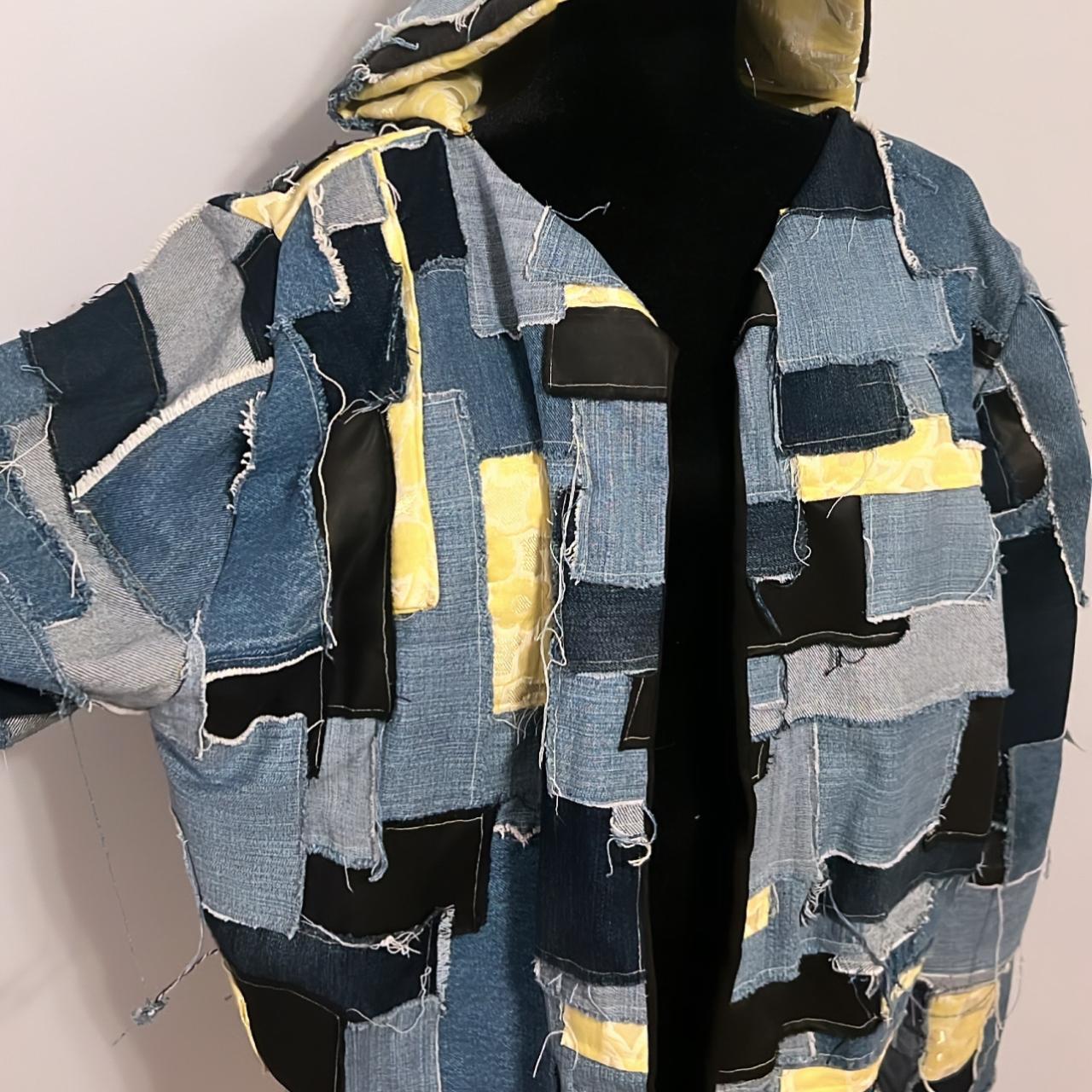 handmade oversized denim patchwork jacket - Depop