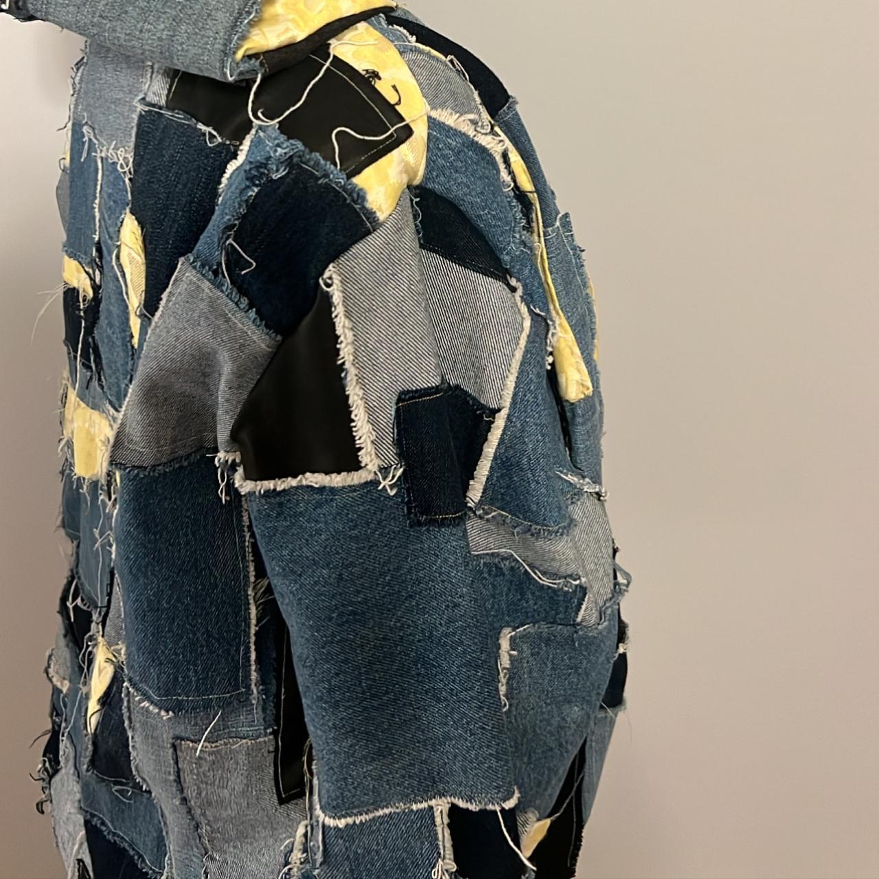handmade oversized denim patchwork jacket - Depop